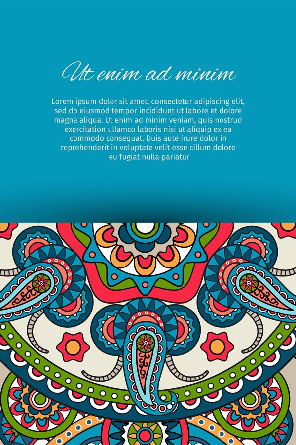 Blue card design with paisley pattern