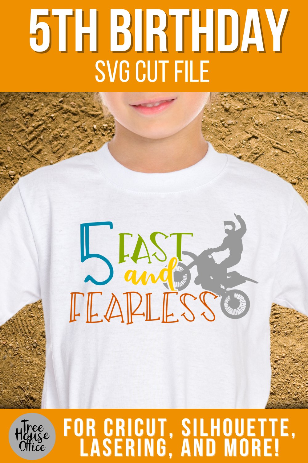 5th Birthday SVG, Dirtbike Birthday Five Fast Fearless SVG