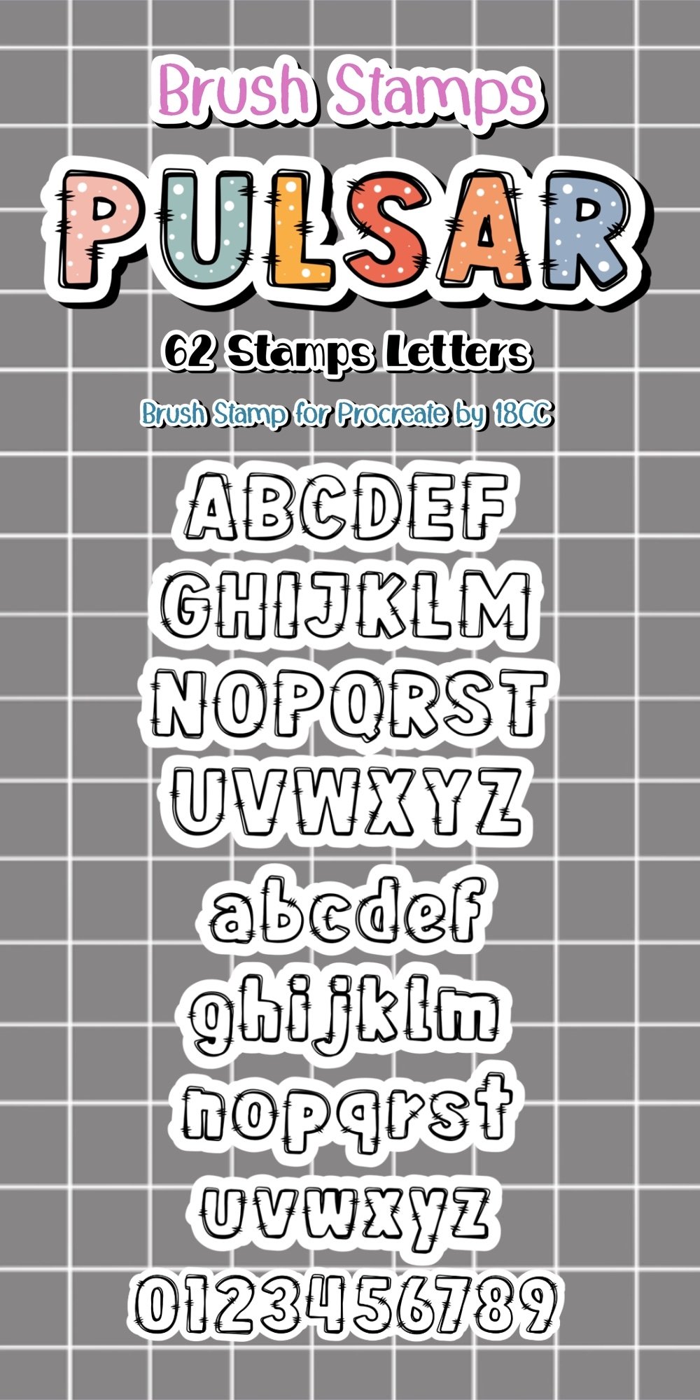 Pulsar Letters | Procreate Brush Stamp