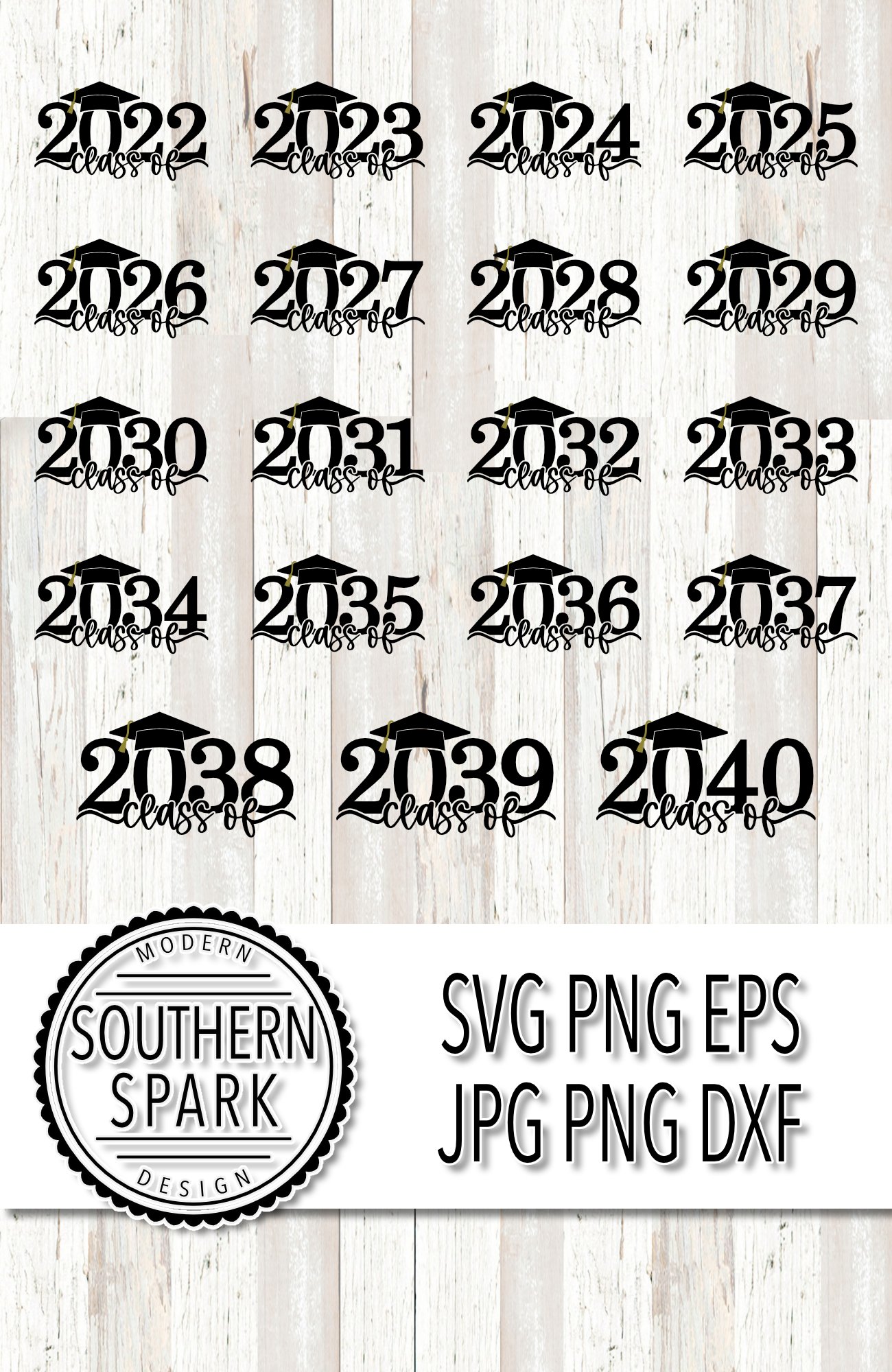Bundle Senior Class Graduation Cap SVG PNG EPS PDF JPG DXF