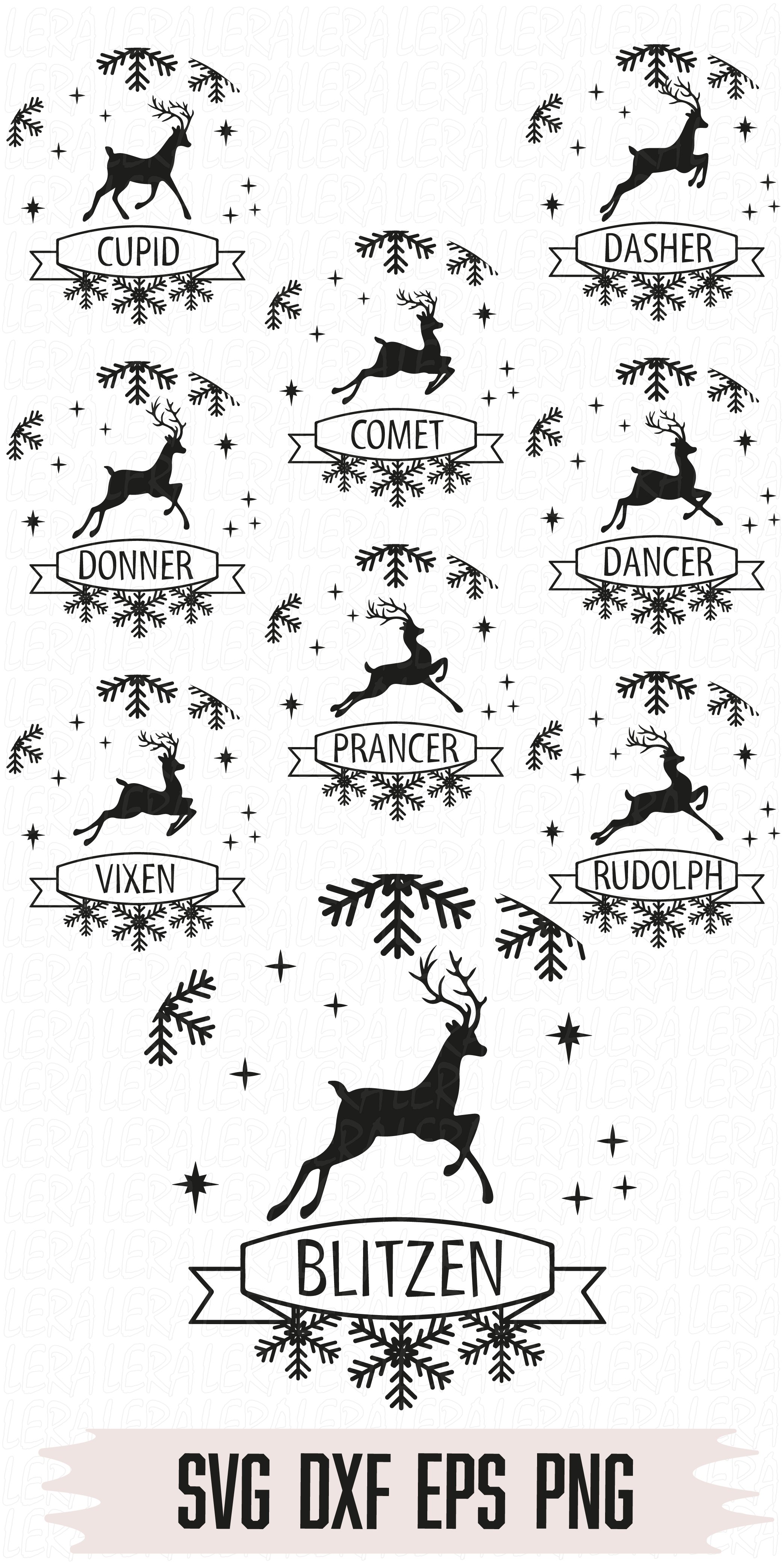 Reindeer Names Svg, Merry Christmas Svg, Deer Svg