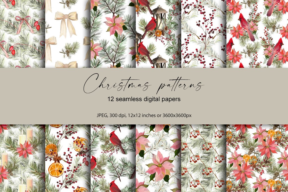 Christmas Digital Paper, Seamless Digital Paper