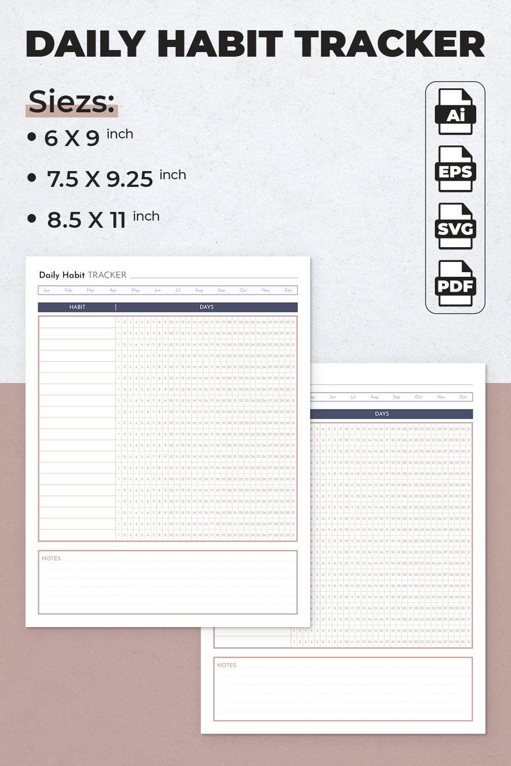 Daily Habit Tracker | Planner Template