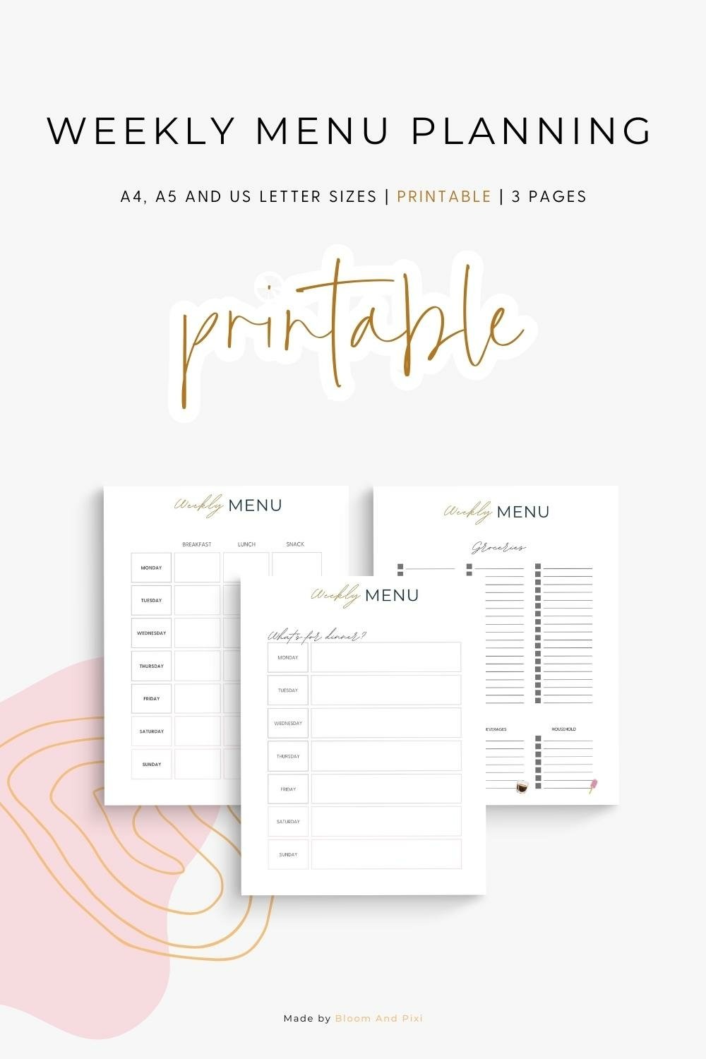 Weekly Menu Planning PRINTABLE