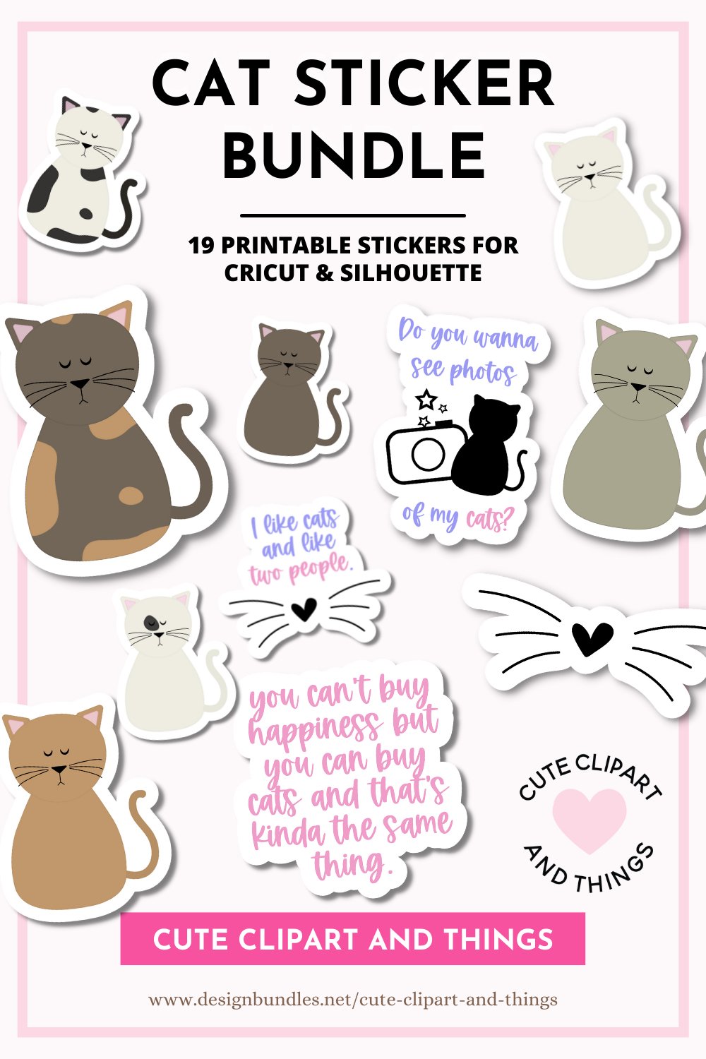 Cat Sticker Bundle - 19 Printable Stickers (1509315)
