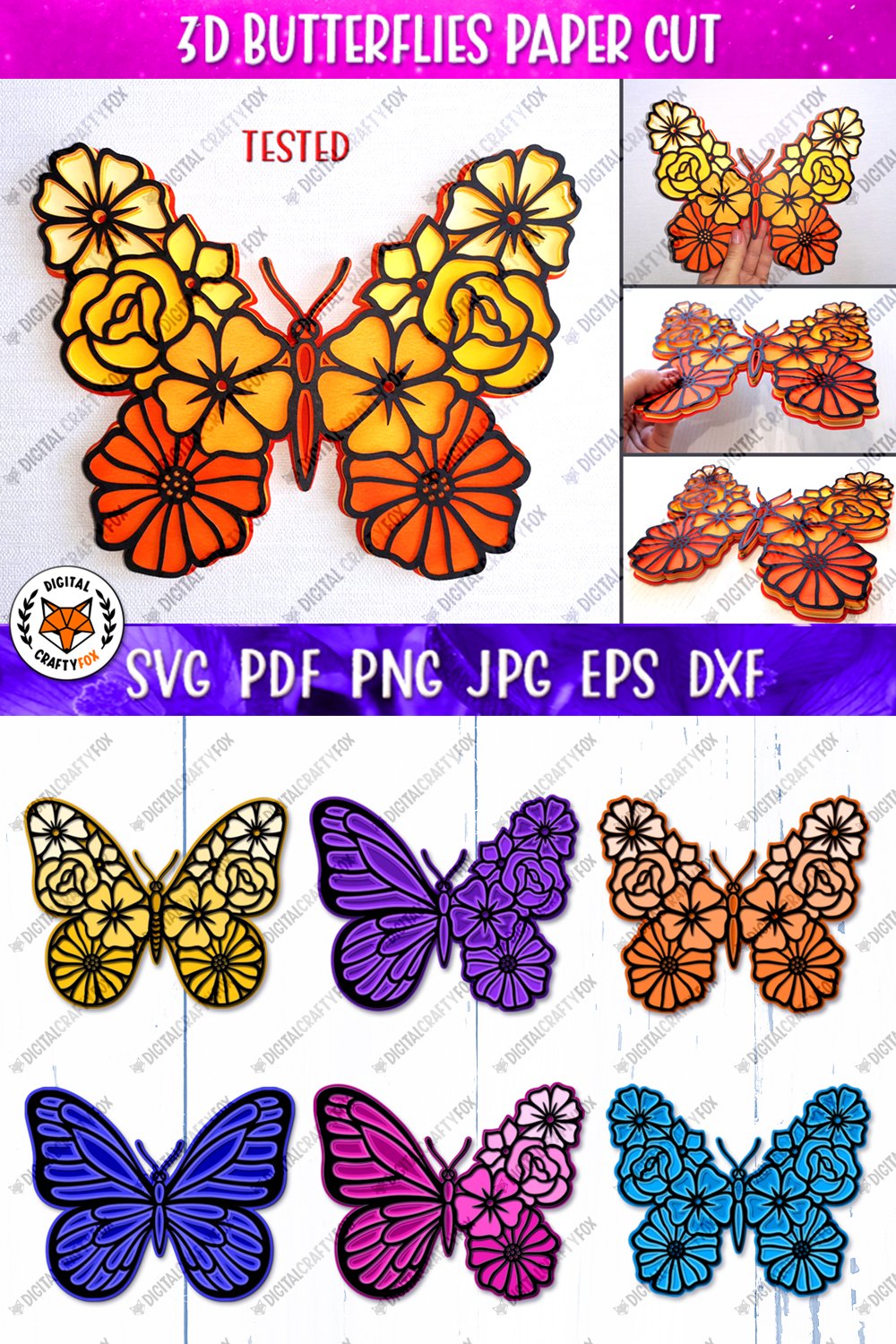 Butterfly SVG, 3D Butterfly Paper Cut, Butterfly Layered SVG