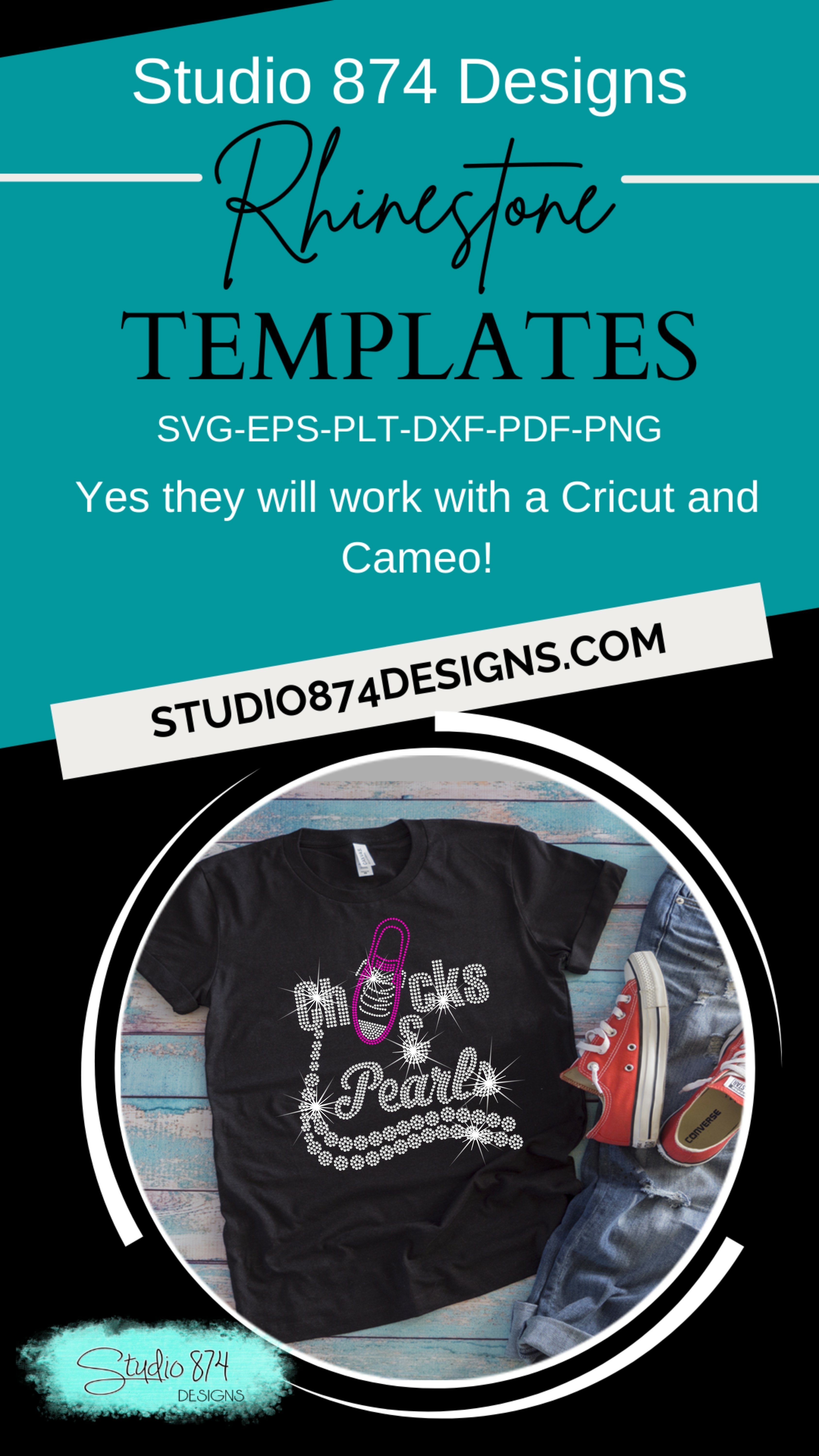 Rhinestone Sneaker and Pearls SVG Template - Faux Rhinestone