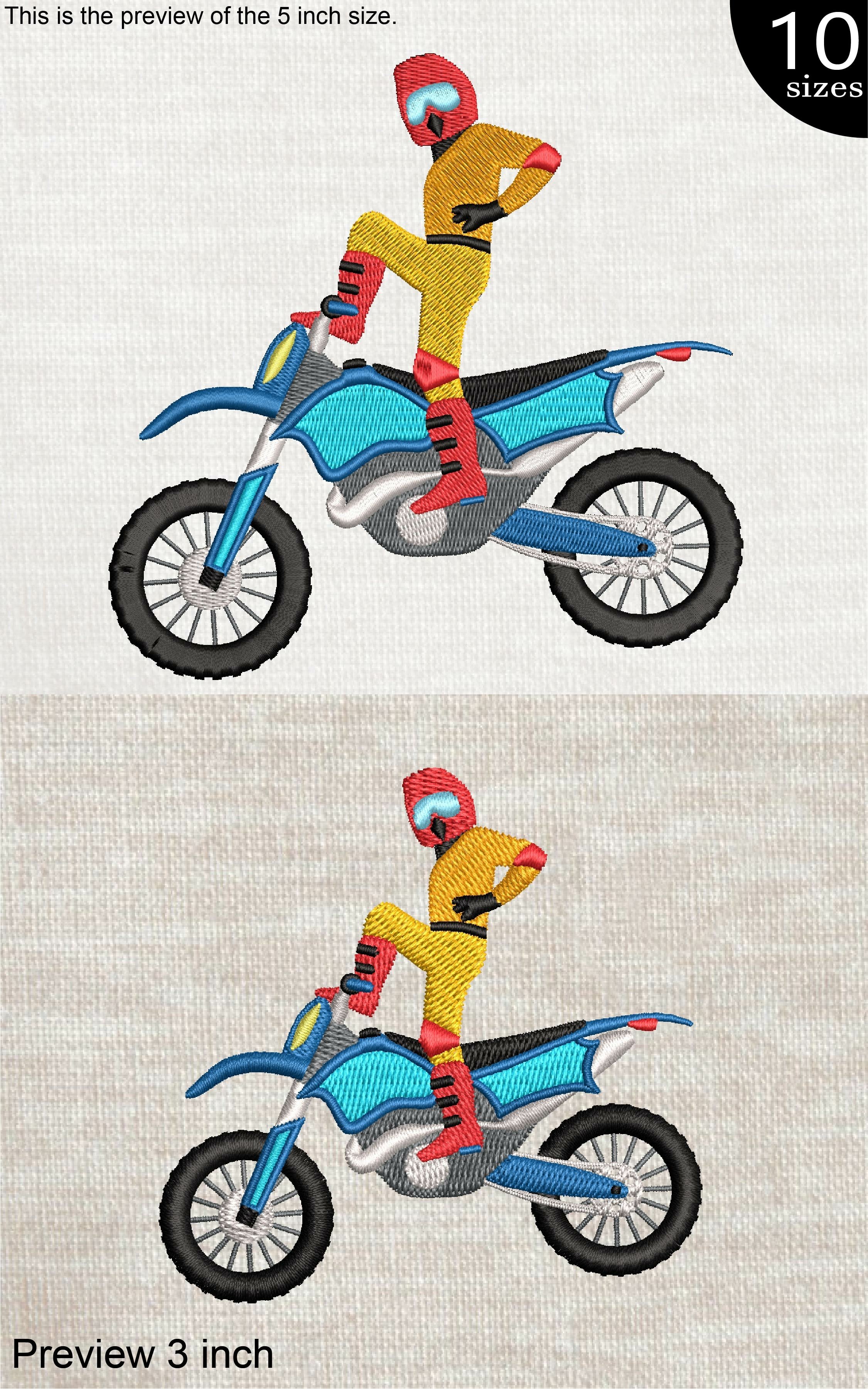 Motocross Biker Posing - Embroidery Files - 96e