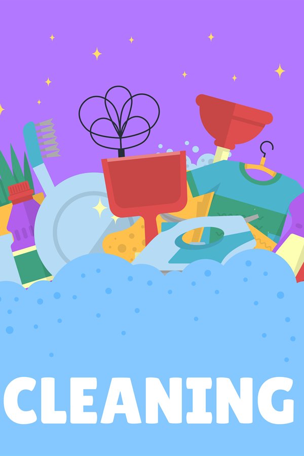 Vector cleaning flat icons with bubbles
