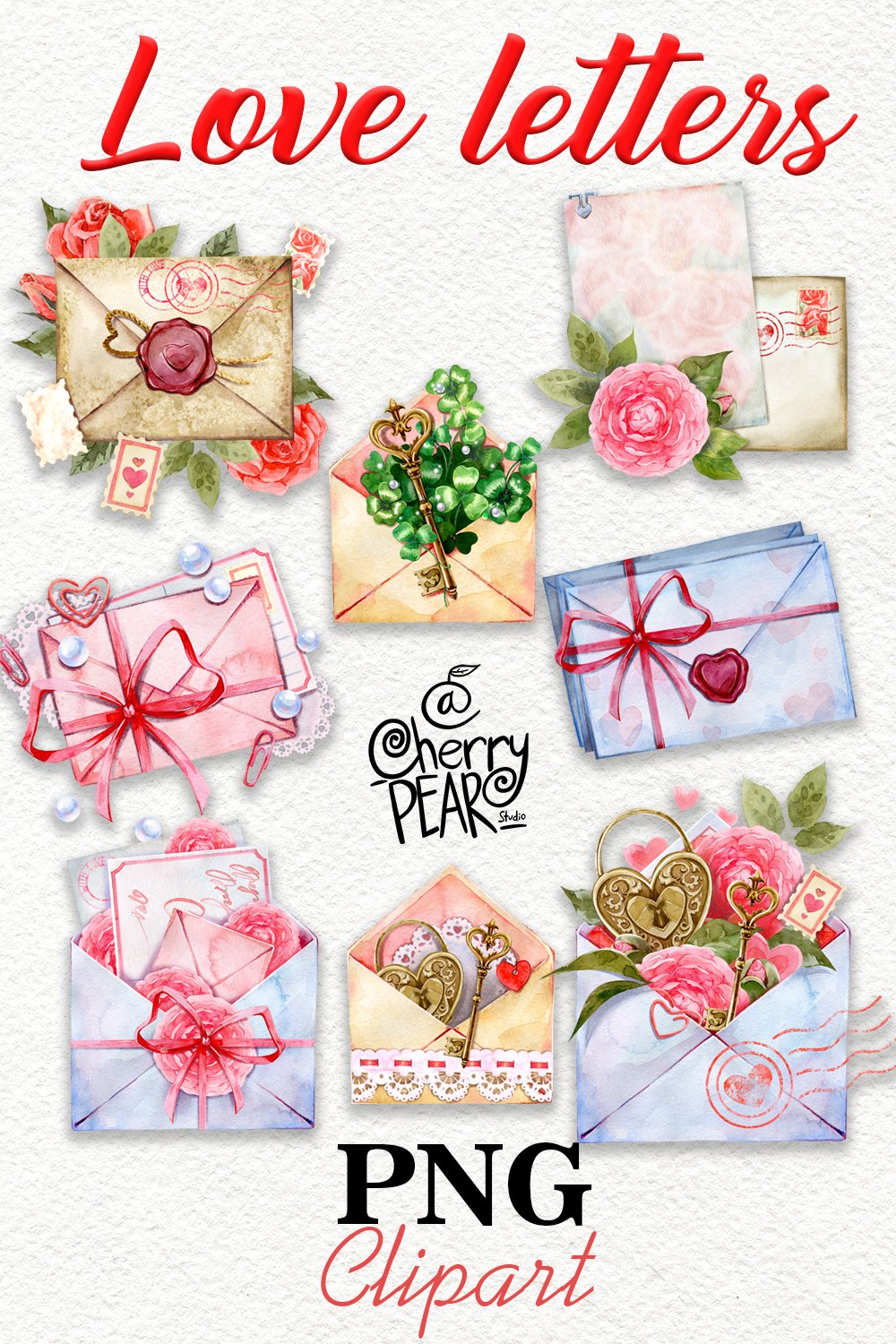 Love letter clipart, Watercolor Love, Valentines day, PNG