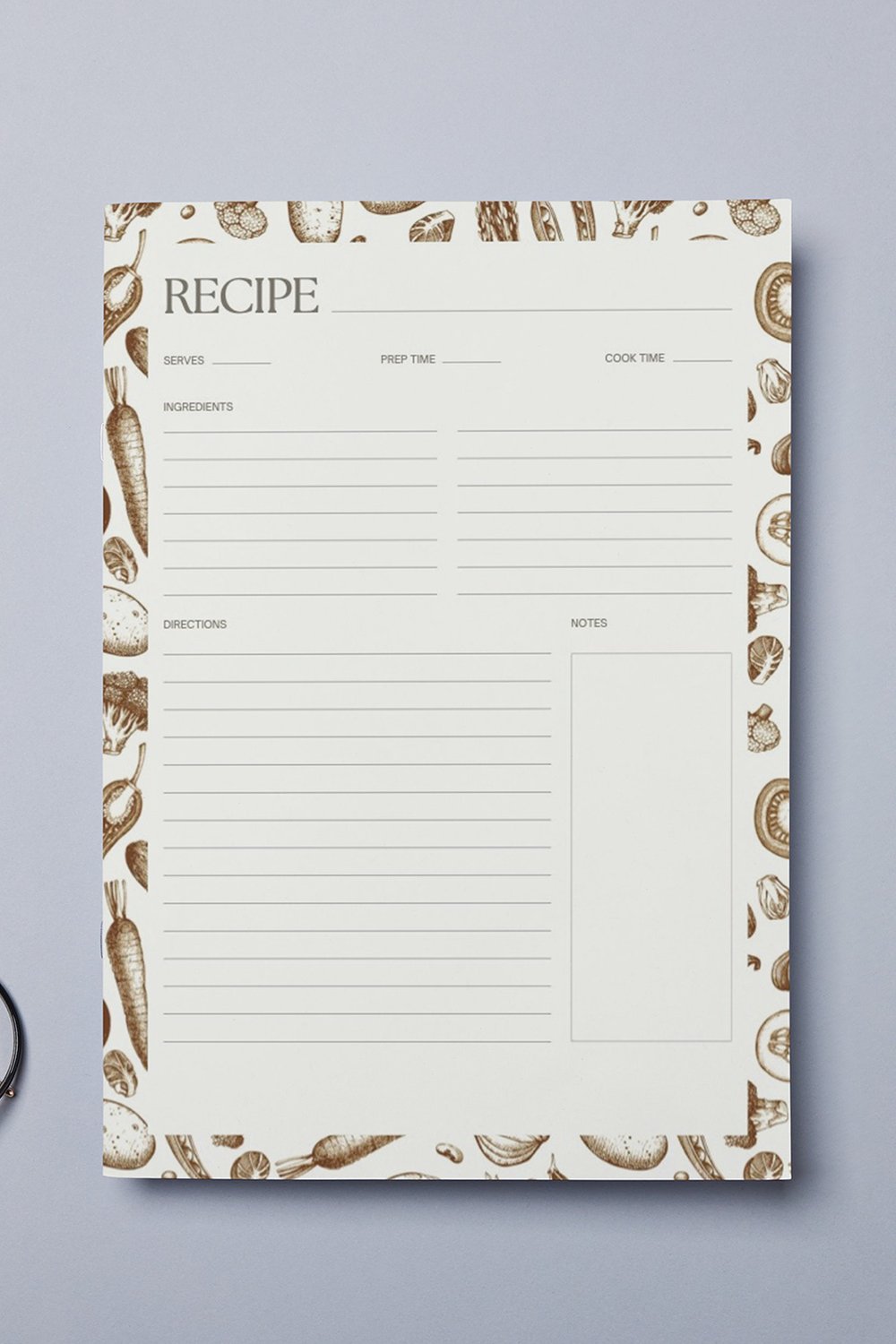 Classic and vintage blank Recipe Page, simple Recipe card