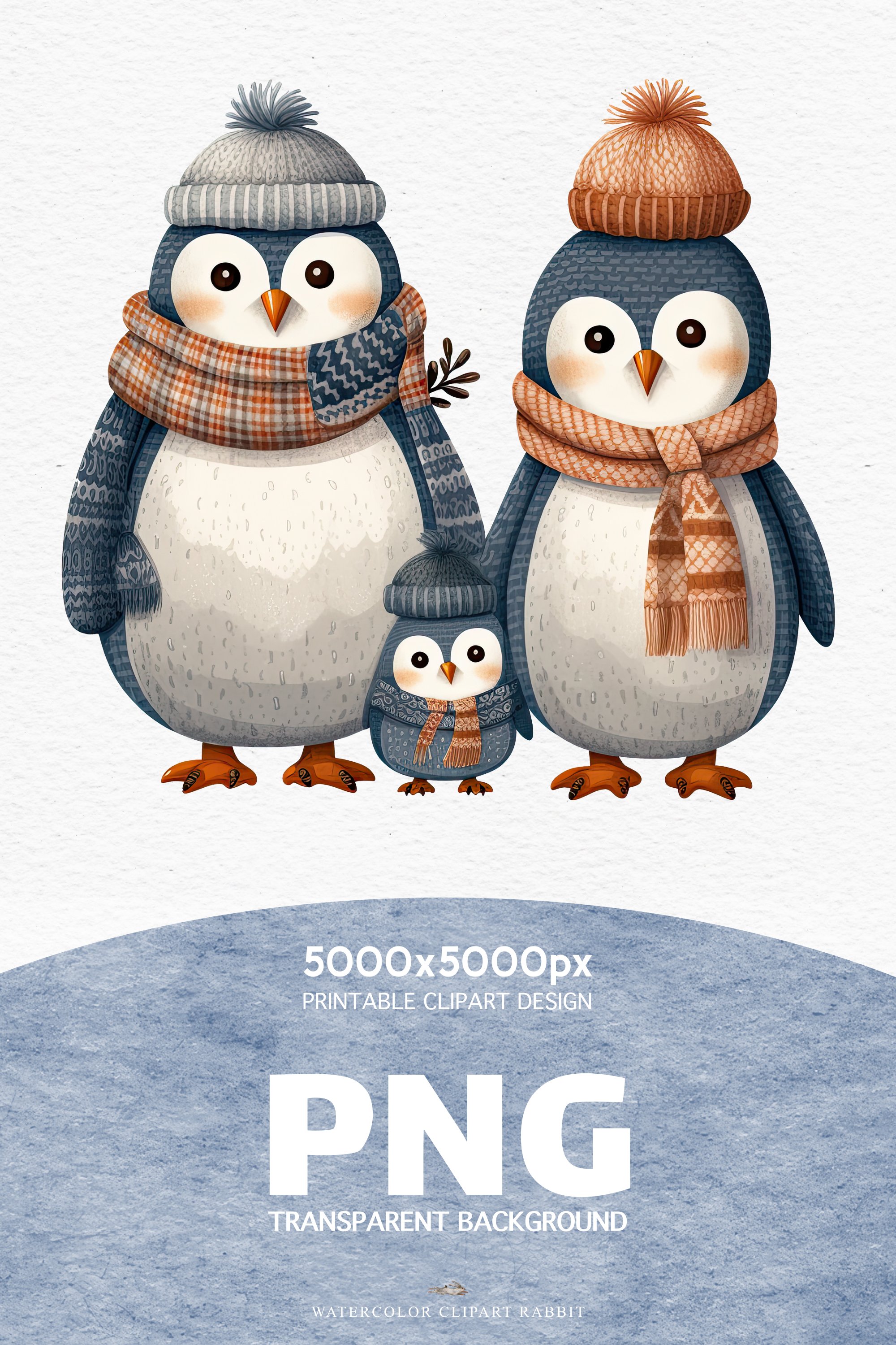 Cute Winter Baby Penguin Crochet Christmas Animals Clipart
