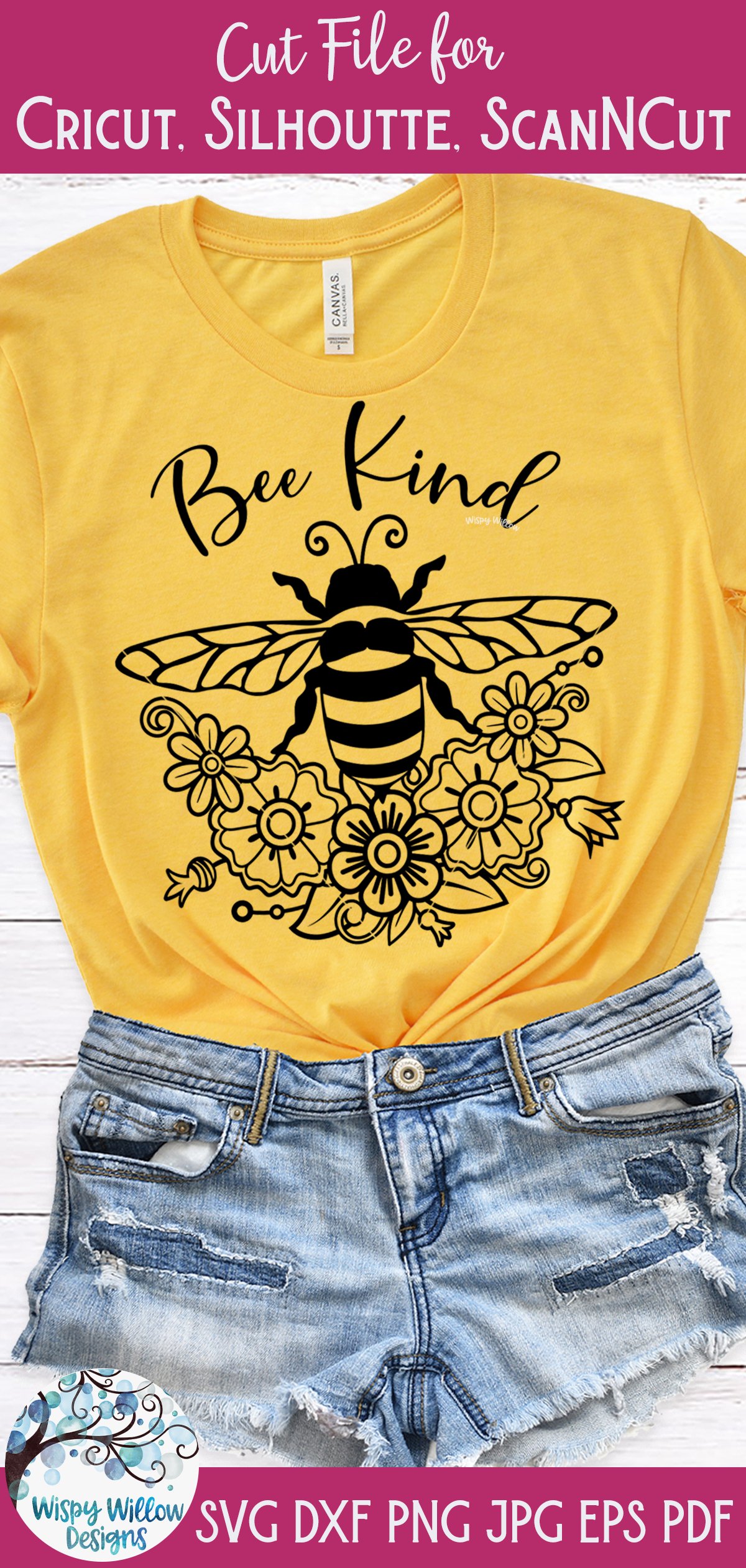 Bee Kind SVG | Floral Animal SVG Cut File for Summer Shirts