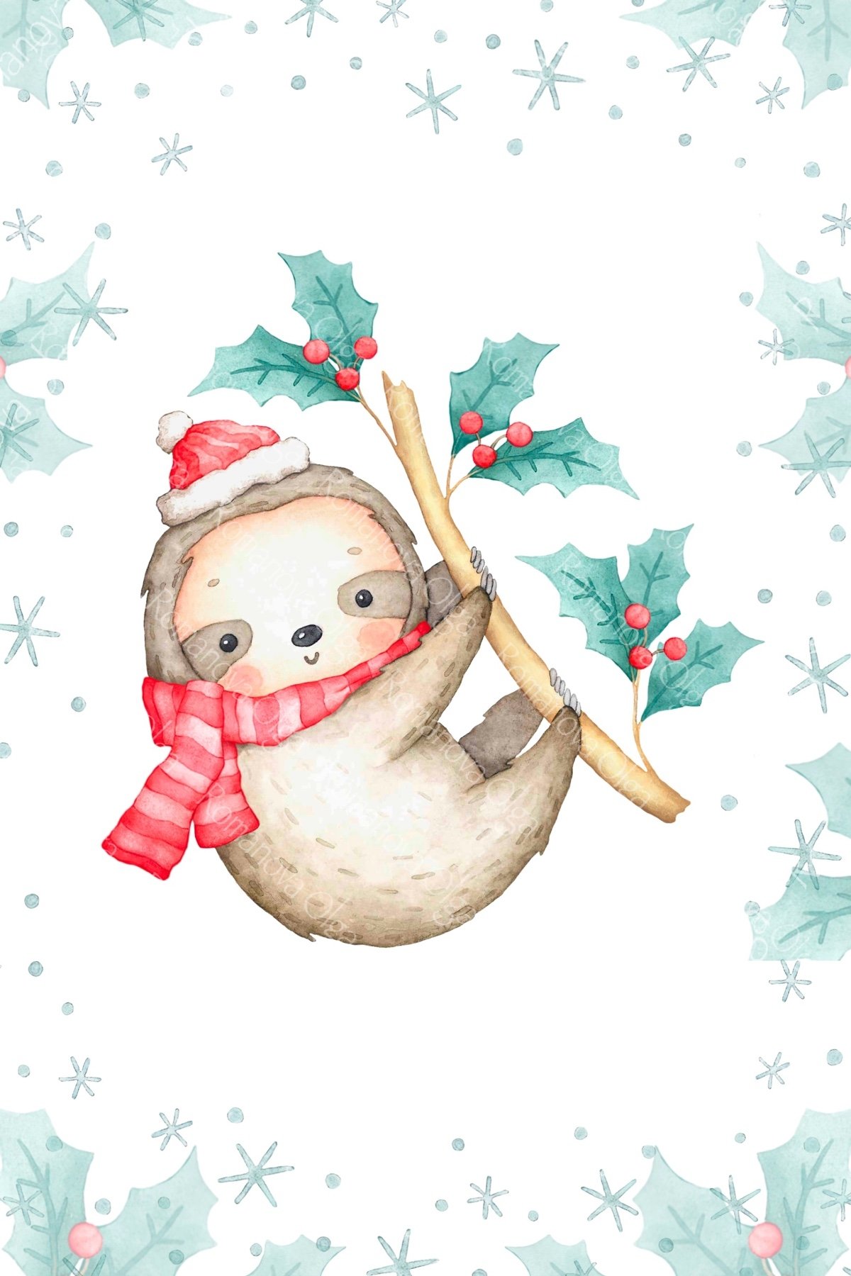 Christmas animals Sloth Sublimation design