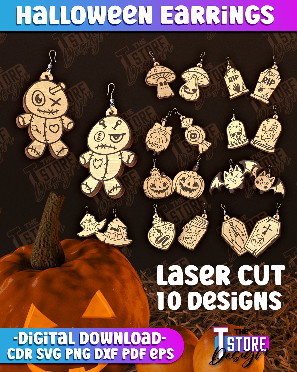 Halloween Earrings Laser Cut |Halloween Jewelry Laser Design