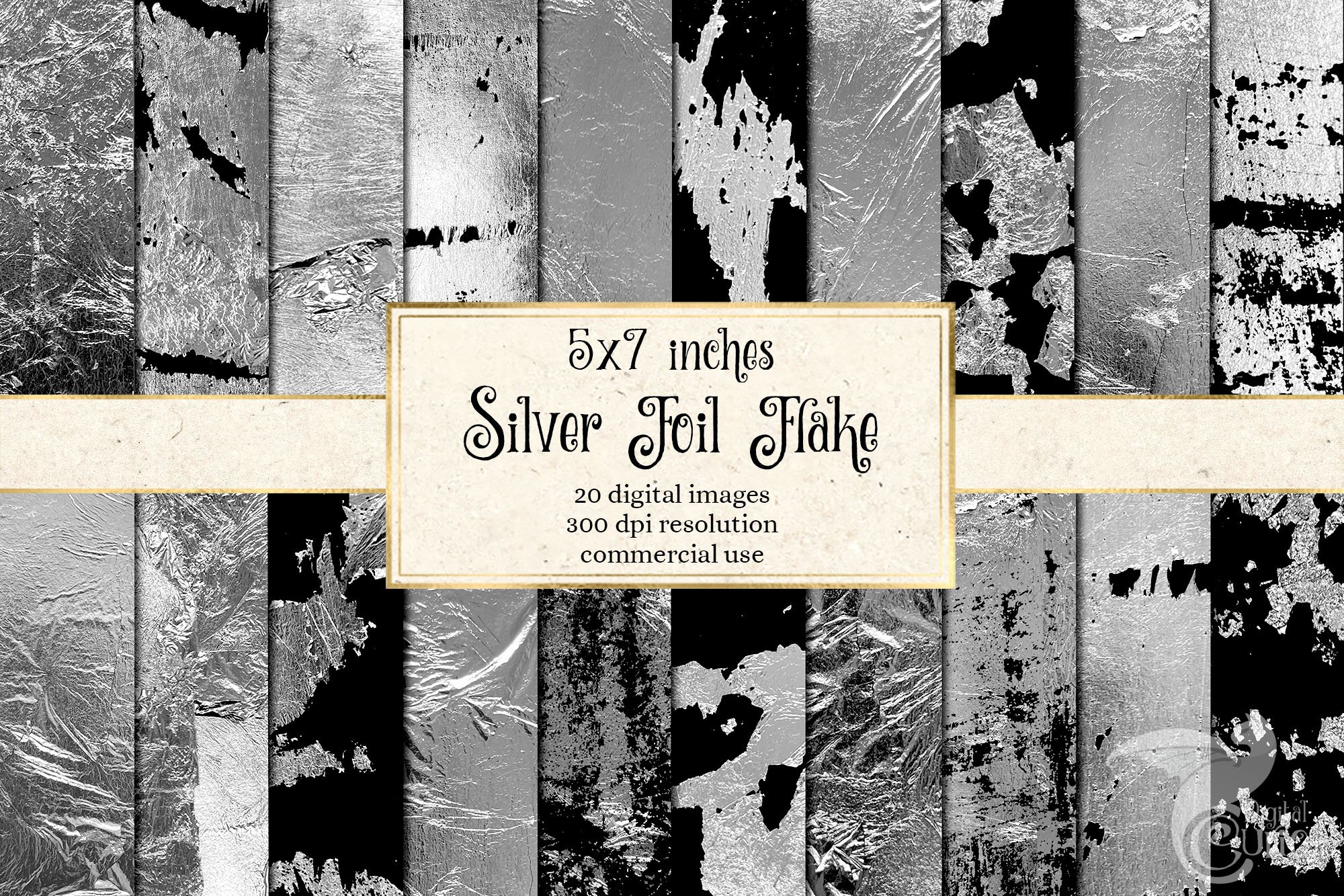 5x7 Silver Foil Flake Textures