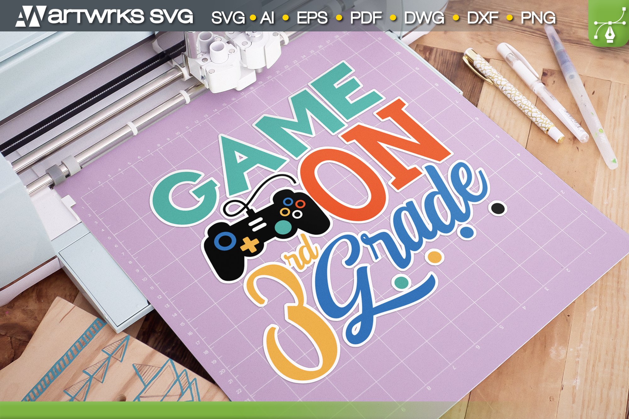 THIRD GRADE | First day of school gamer SvG cut file
