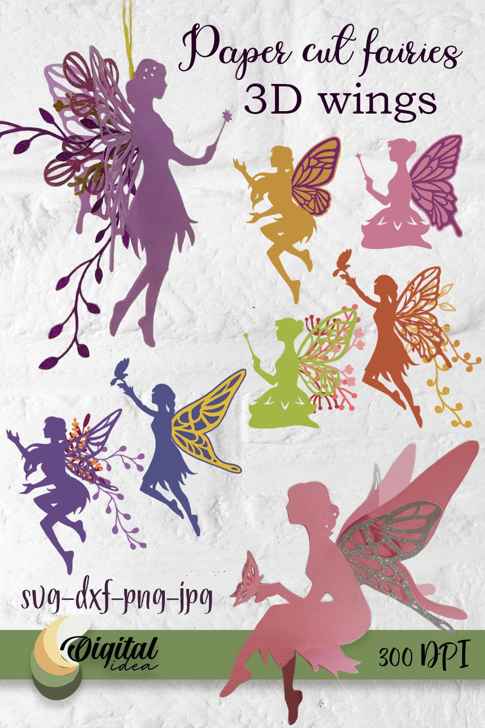 Fairies bundle svg | 3D Fairies Paper Cut Template | 3D