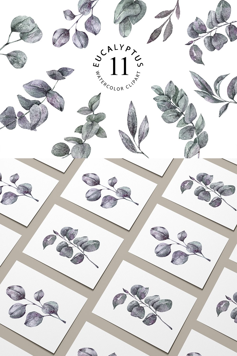 Watercolor eucalyptus clipart. Watercolor greenery leaves