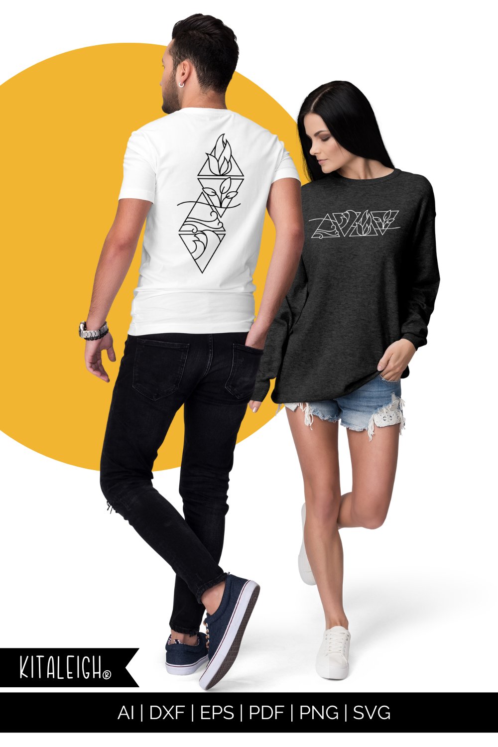 4 Elements Vector Line Art | Earth Air Fire Water Stickers