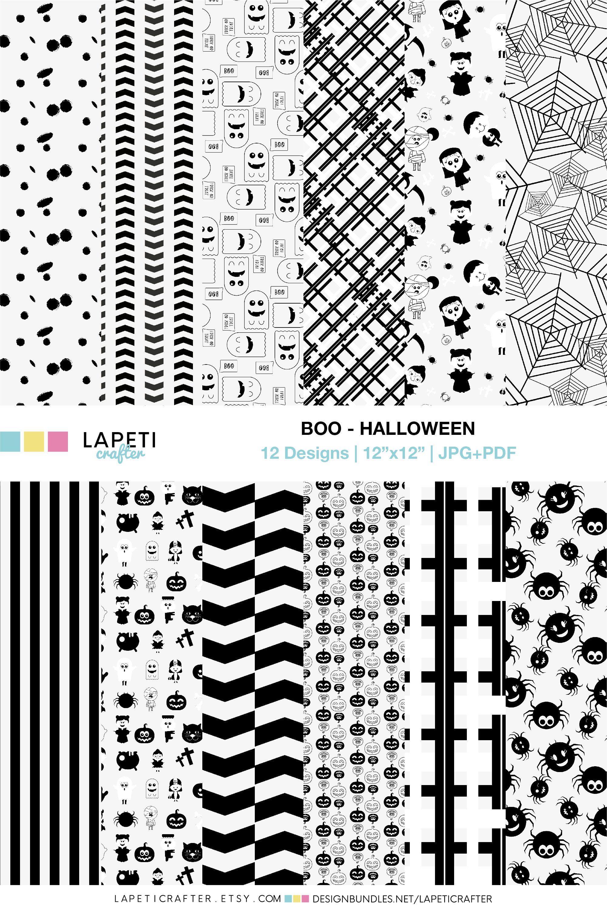 Printable 12x12 Paper Pack for Halloween Crafts and DIY