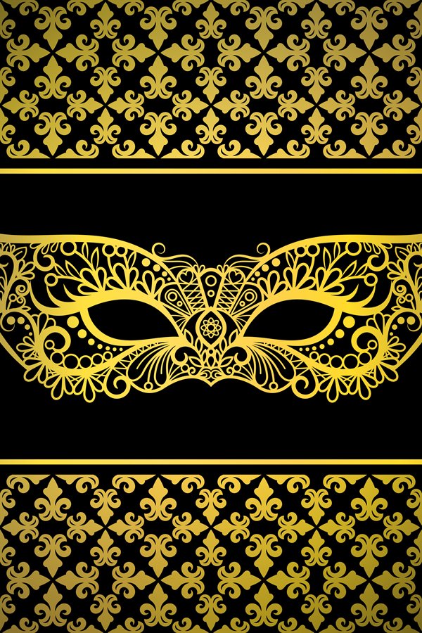 Gold carnival mask with luxury background