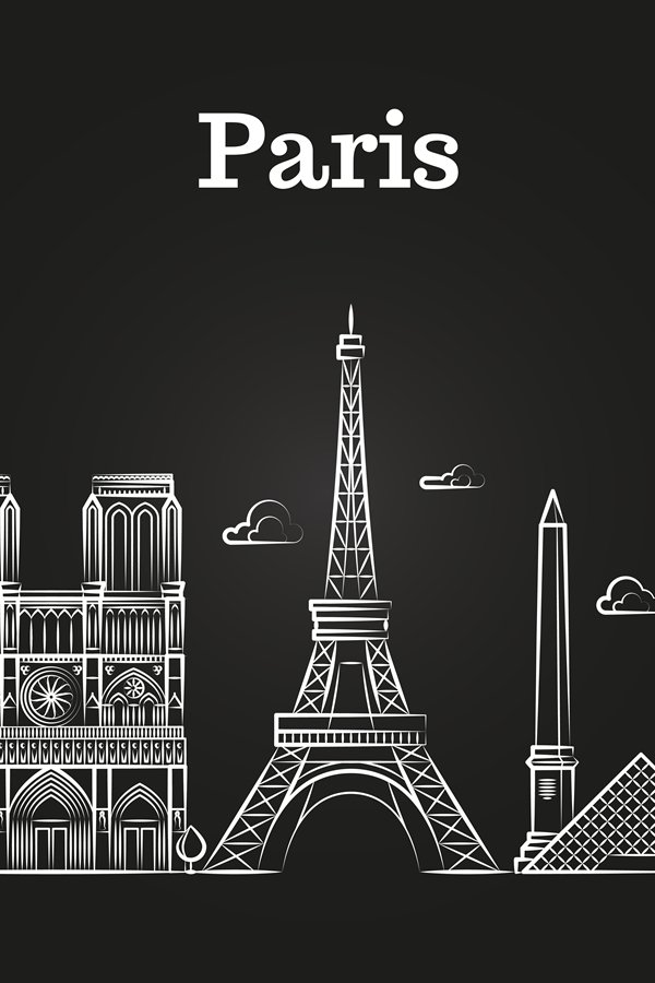 Outline french architecture, paris panorama city skyline vec