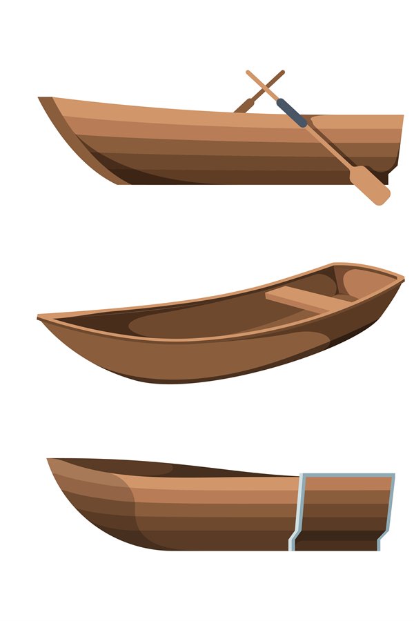 Boats types. Wooden ships for ocean or marine sail garish ve