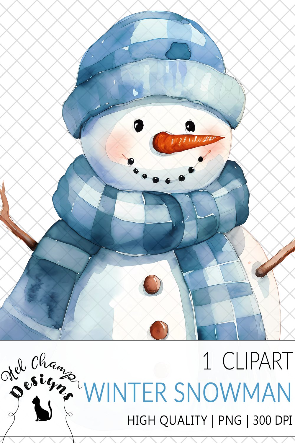 Winter blue snowman transparent clipart
