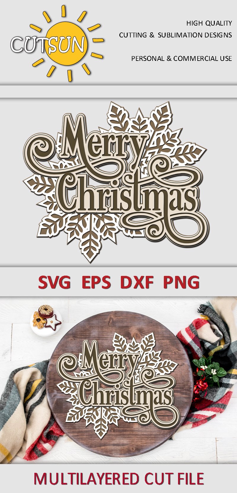 Christmas SVG | 3D Layered Merry Christmas SVG