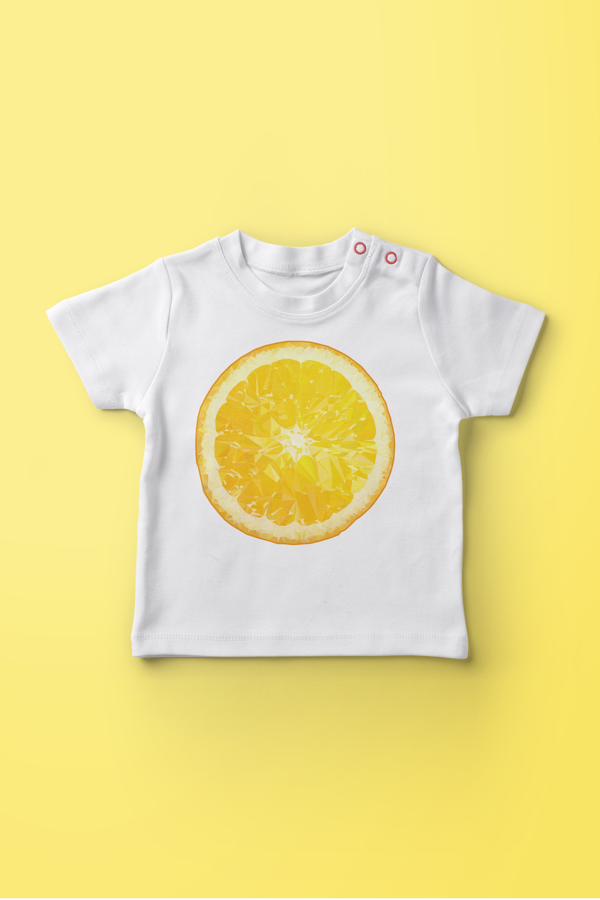 Orange Sublimation. Polygonal Orange fruit in bright colors
