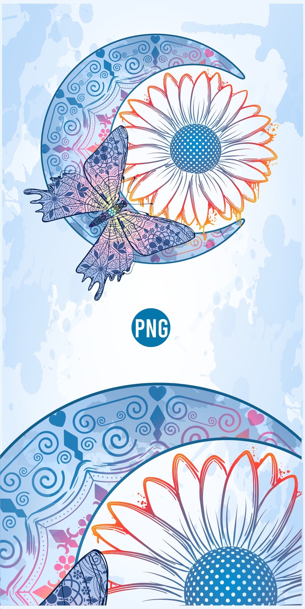 flowers with butterfly Mandala With Quotes sublimation png