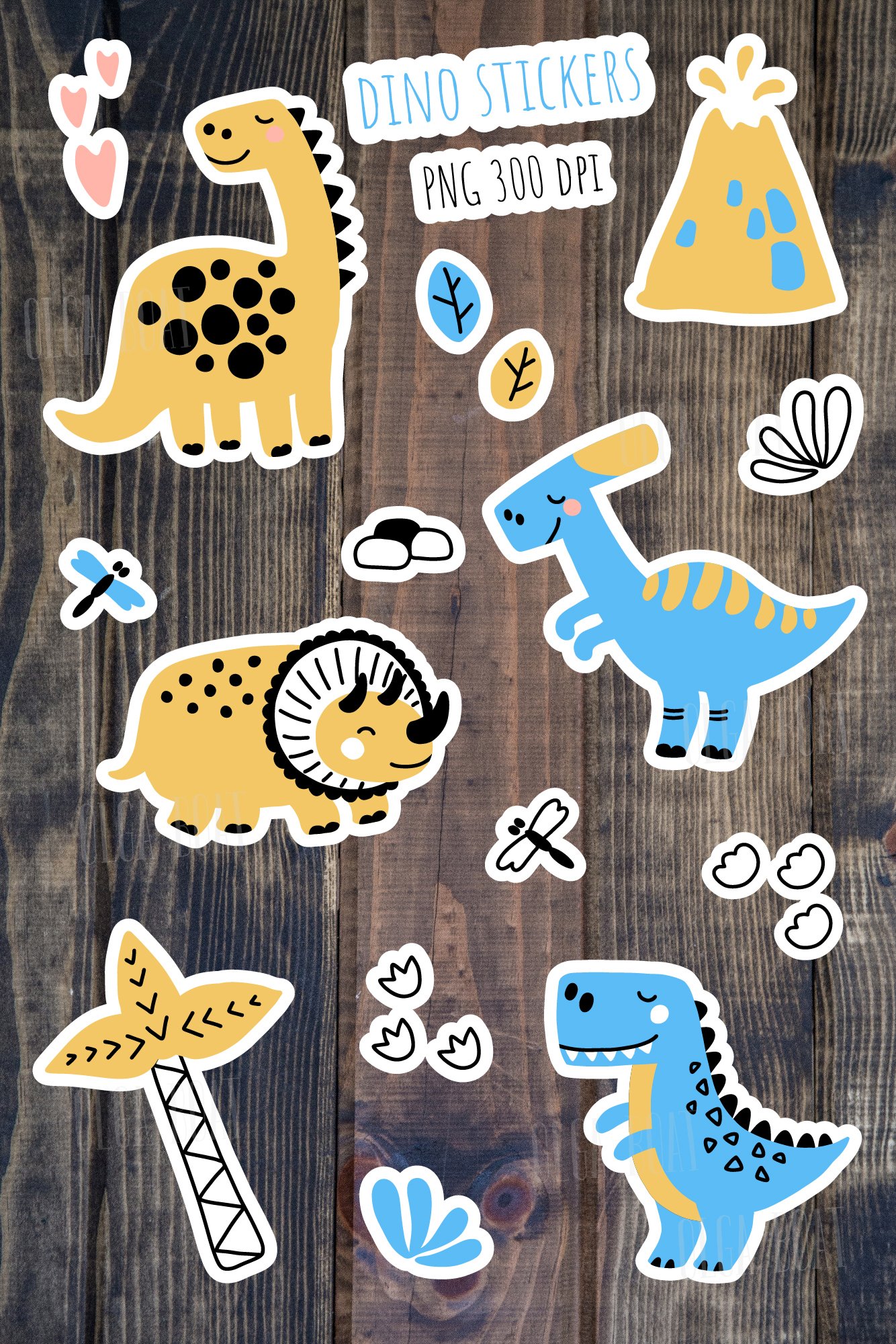 Dinosaur stickers. Stickers animals. Digital stickers