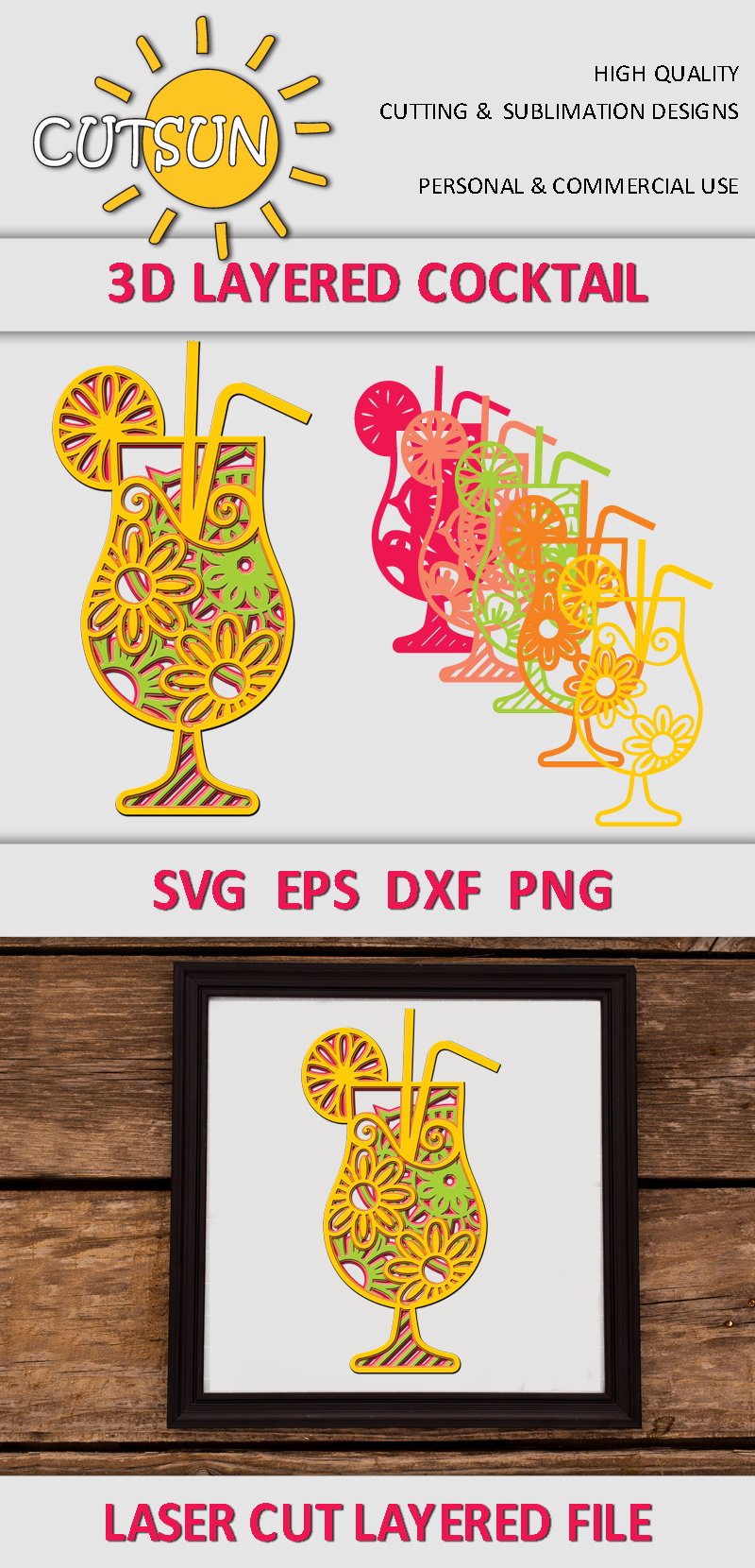 3D Layered Mandala Cocktail SVG cut file 5 layers (708451)