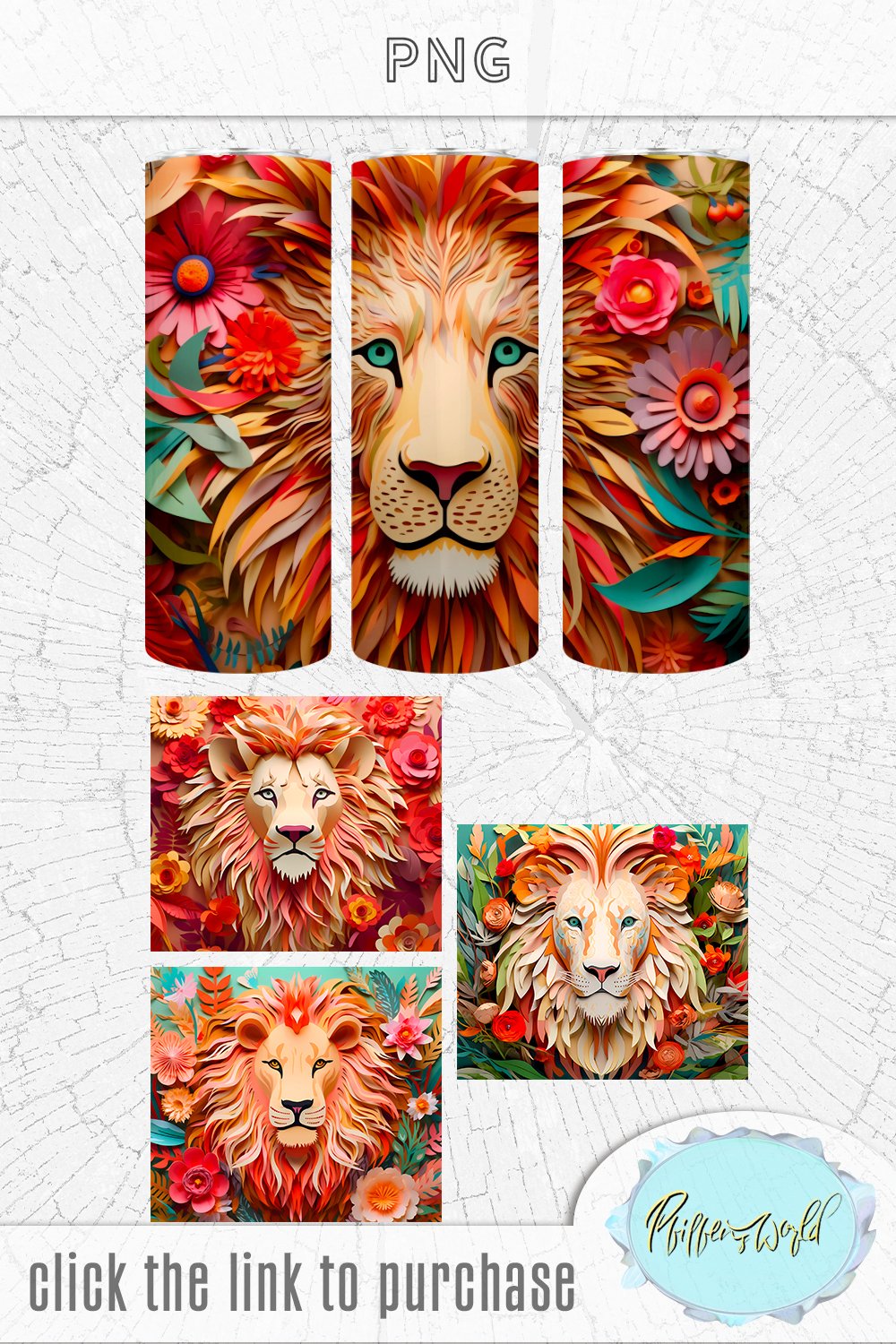 3d Lion tumbler wrap