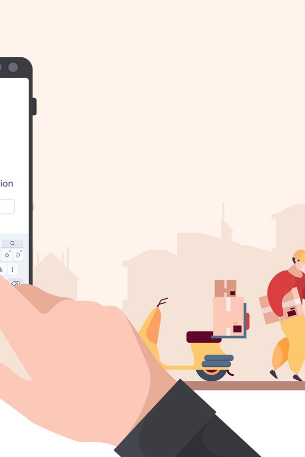 Delivery service background. Concept illustration person mak