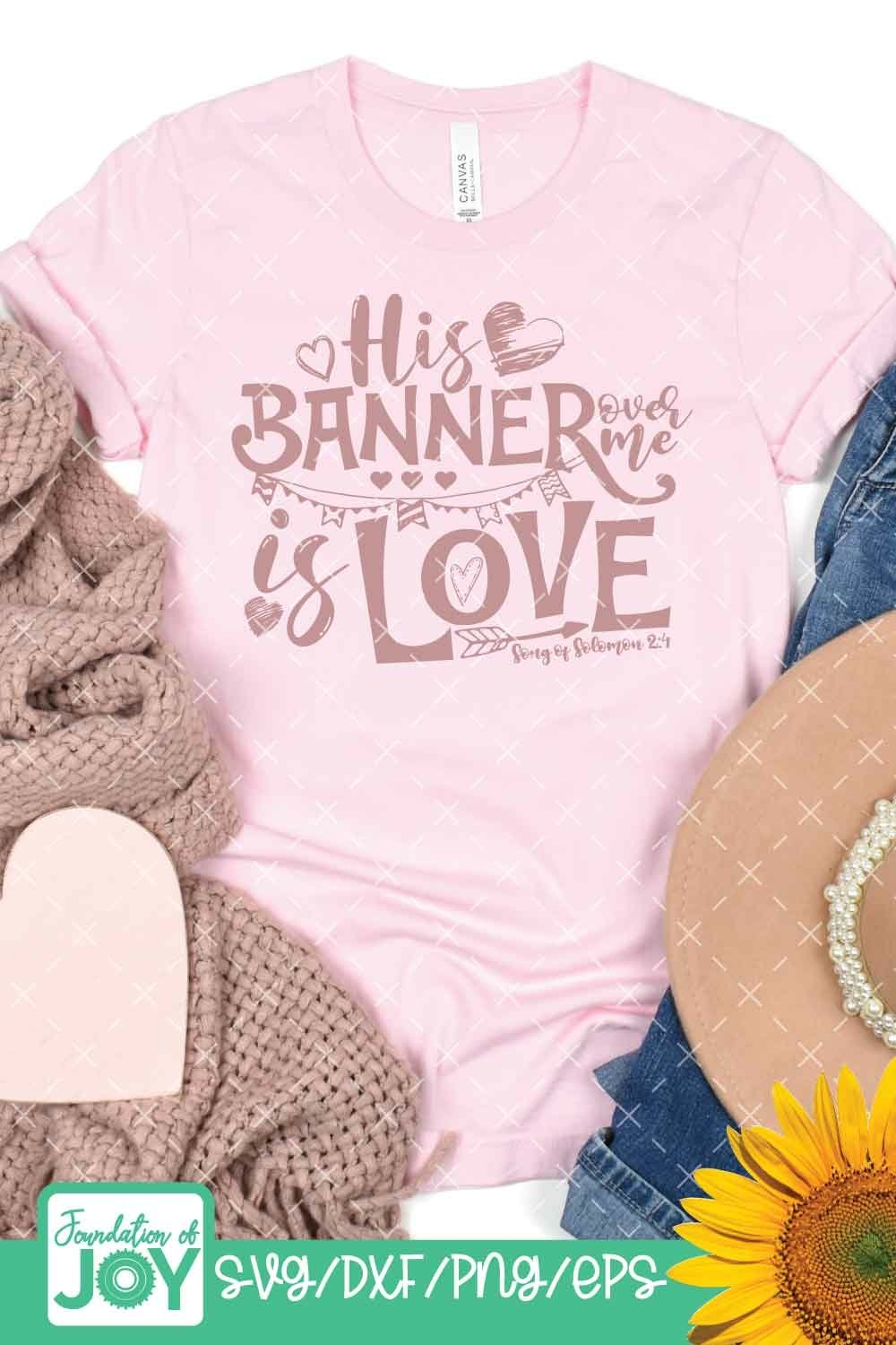 His Banner over me is love svg, Bible verse, Christian svg