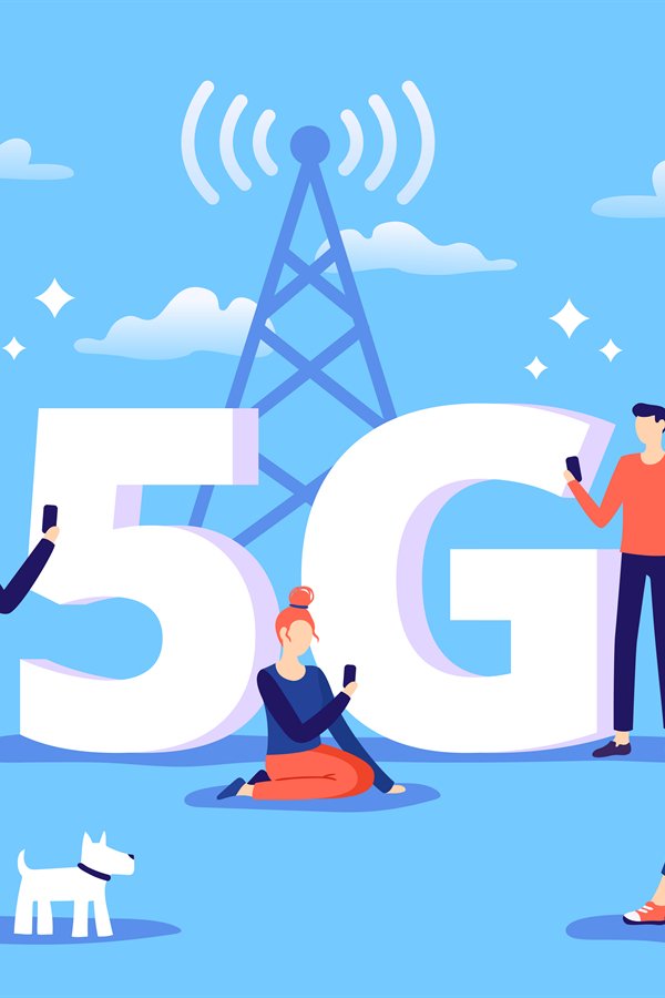 Mobile 5g connection. People with smartphones use high speed
