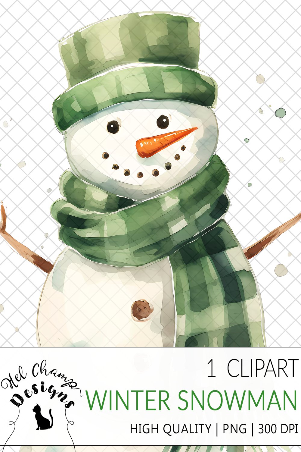 Winter green snowman transparent clipart