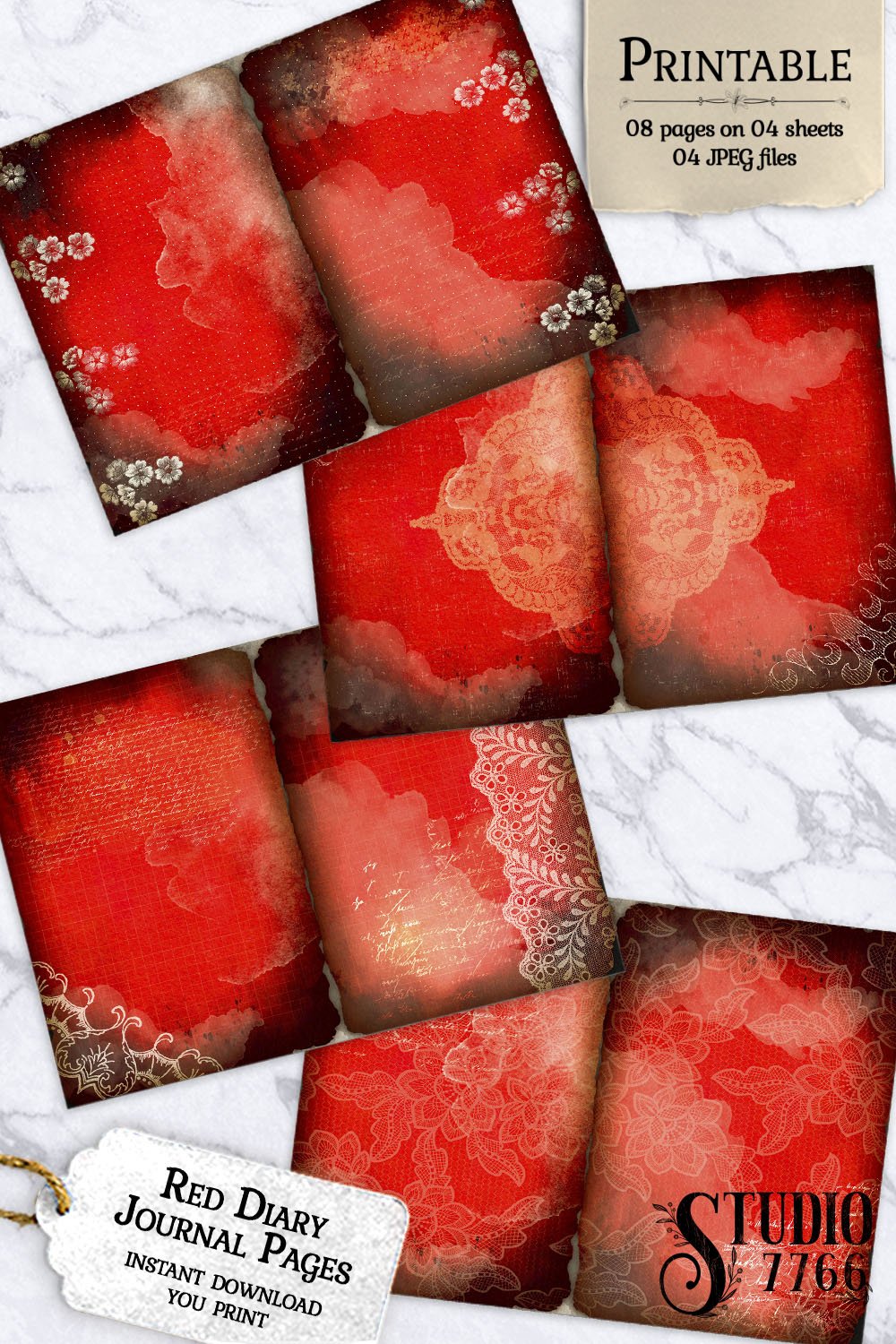 Red Diary Junk Journal Pages