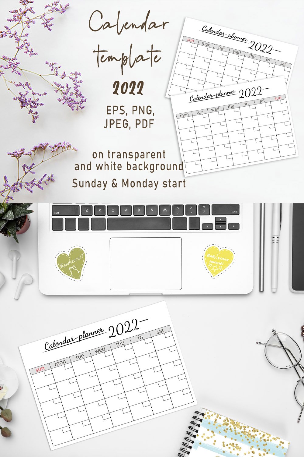 Calendar-planner template for 2022.