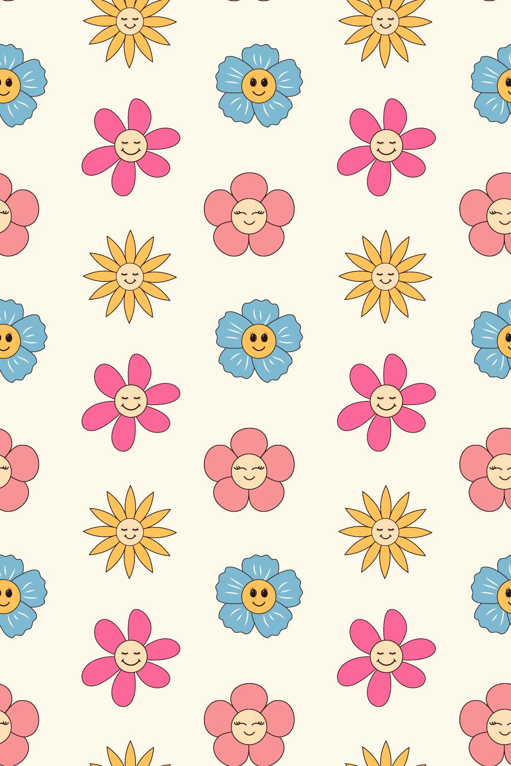 Groovy Flowers Seamless Pattern