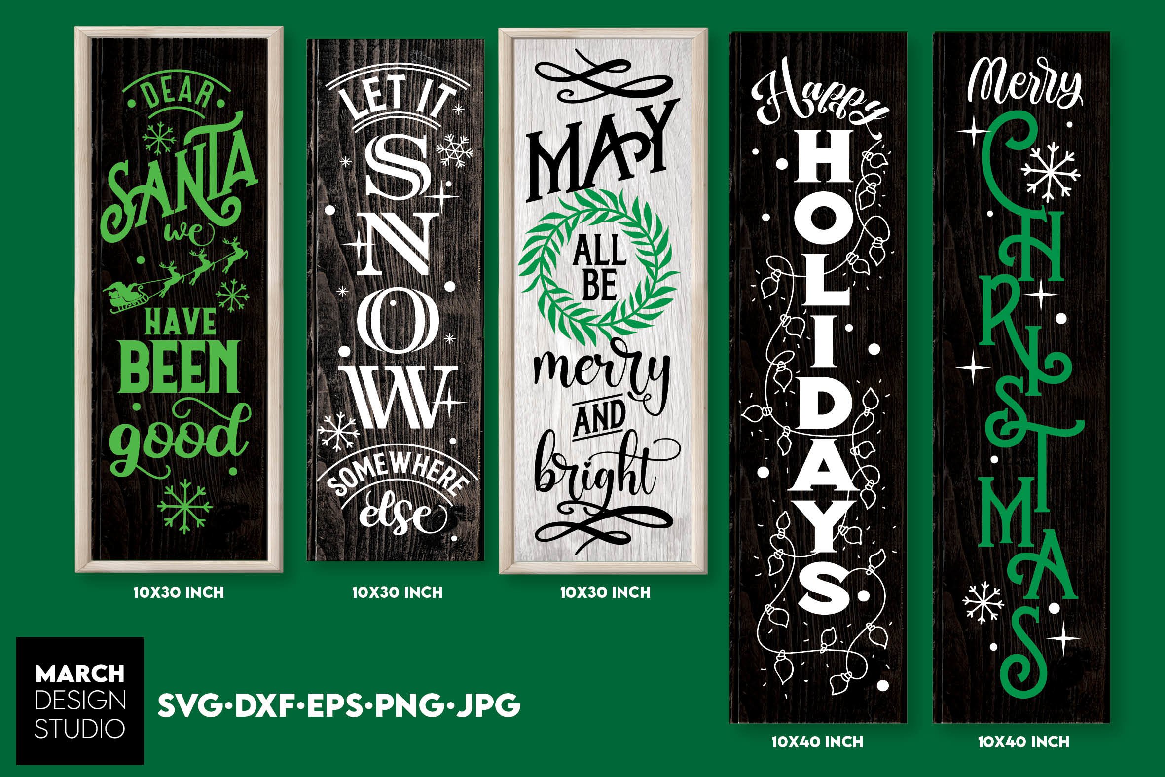 Vertical Christmas Porch Signs | Christmas Vertical Sign Set