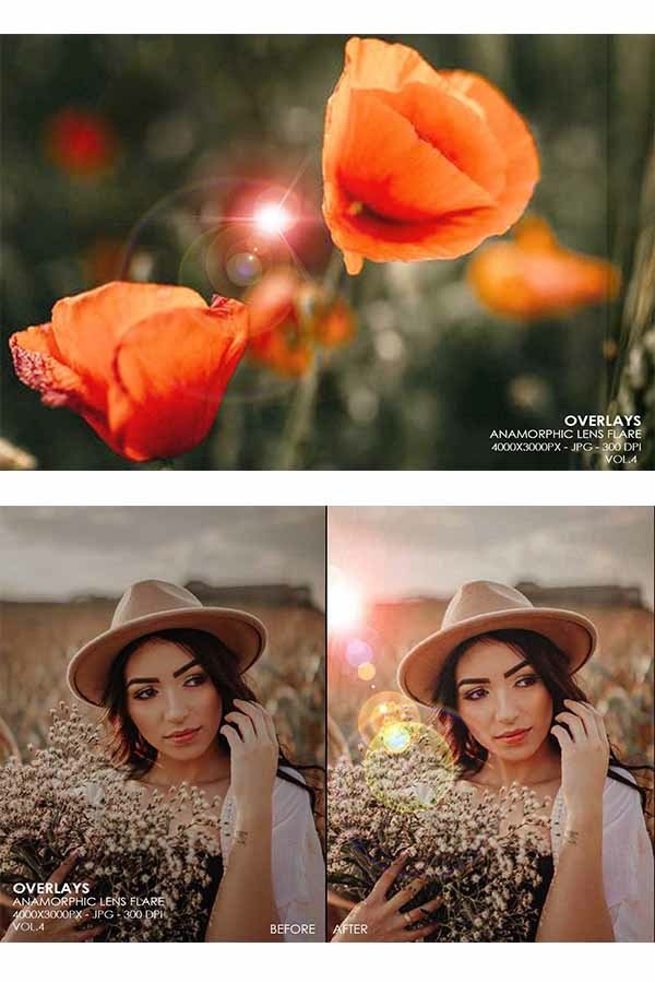 20 Anamorphic Lens Flare Overlays - Vol.4