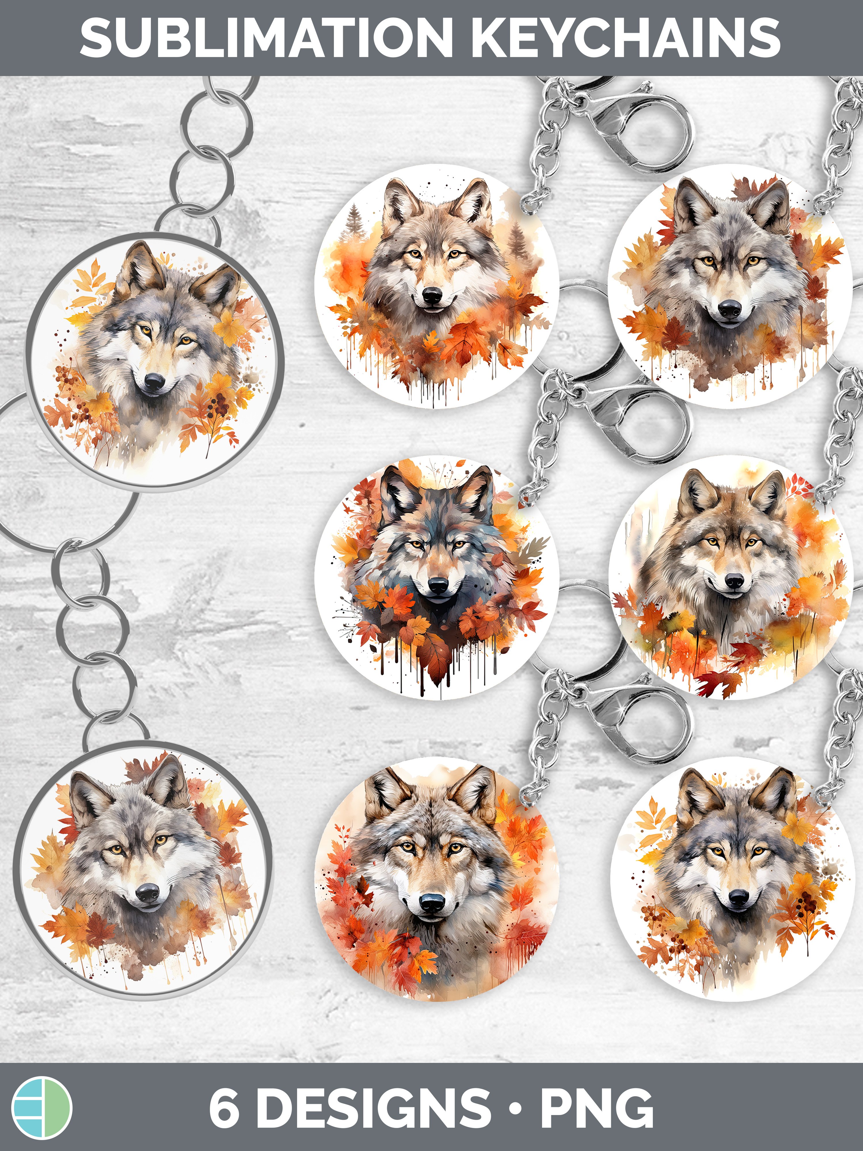 Autumn Wolf Keychain | Bundle Keyring Designs