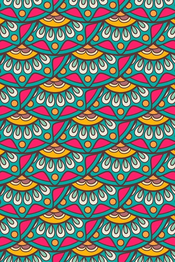 Ethnic doodle seamless pattern in retro colors