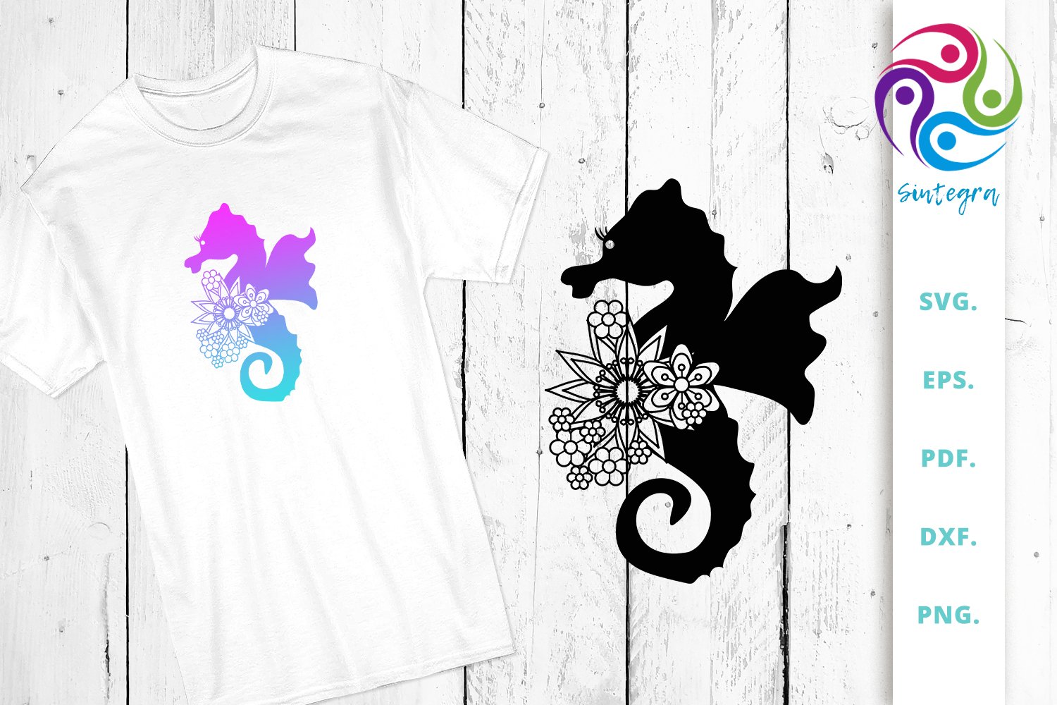 Floral SeaHorse Svg Cut File