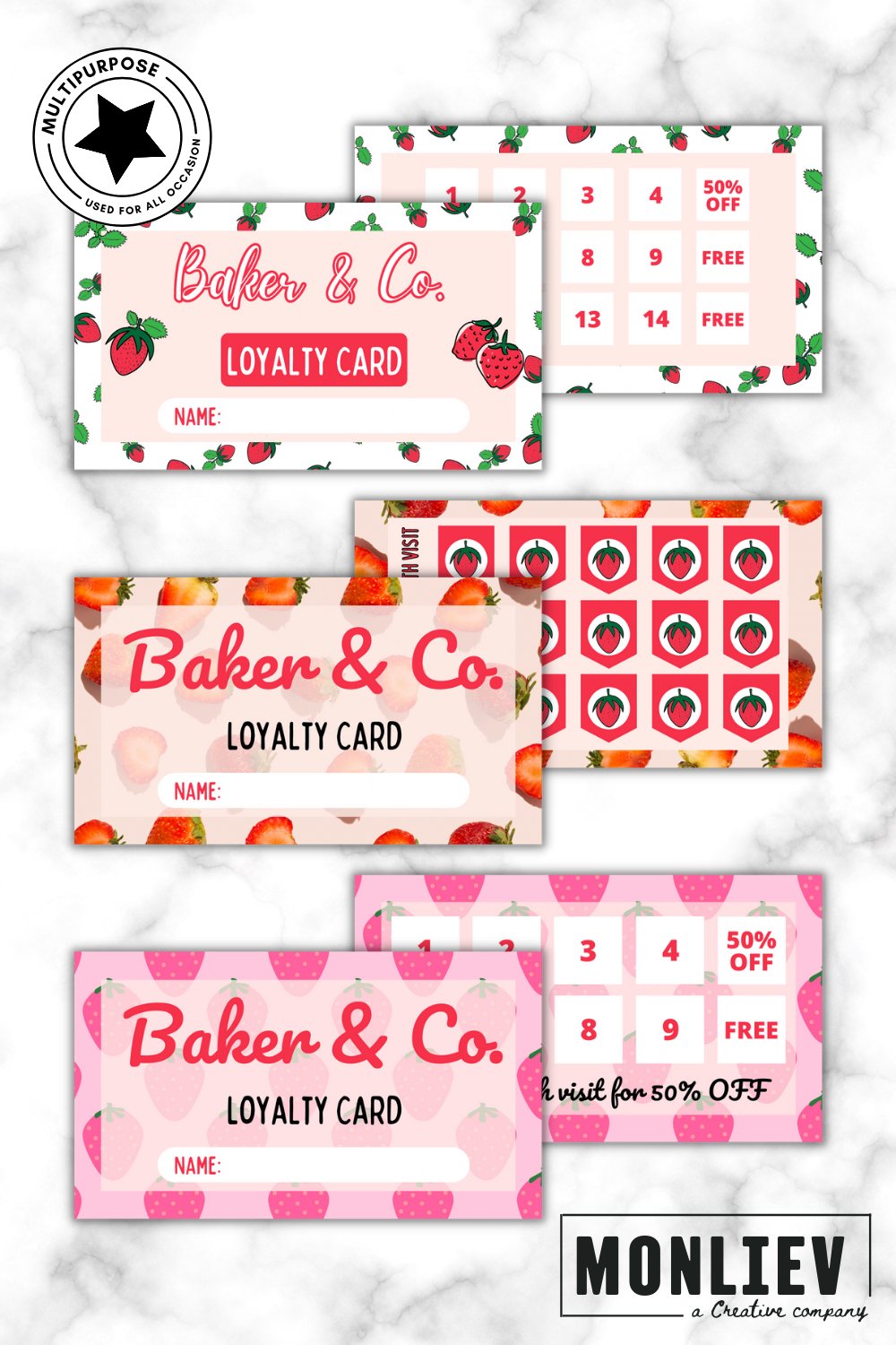 3 sets Strawberry Fruits Collection All-Purpose Reward Card