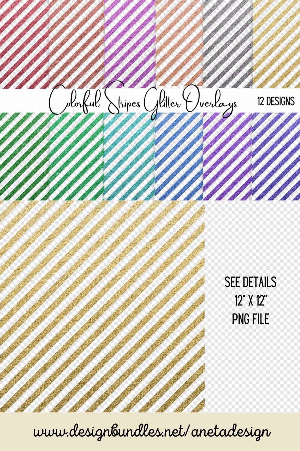 Colorful Glitter Stripes Overlays (2492593)