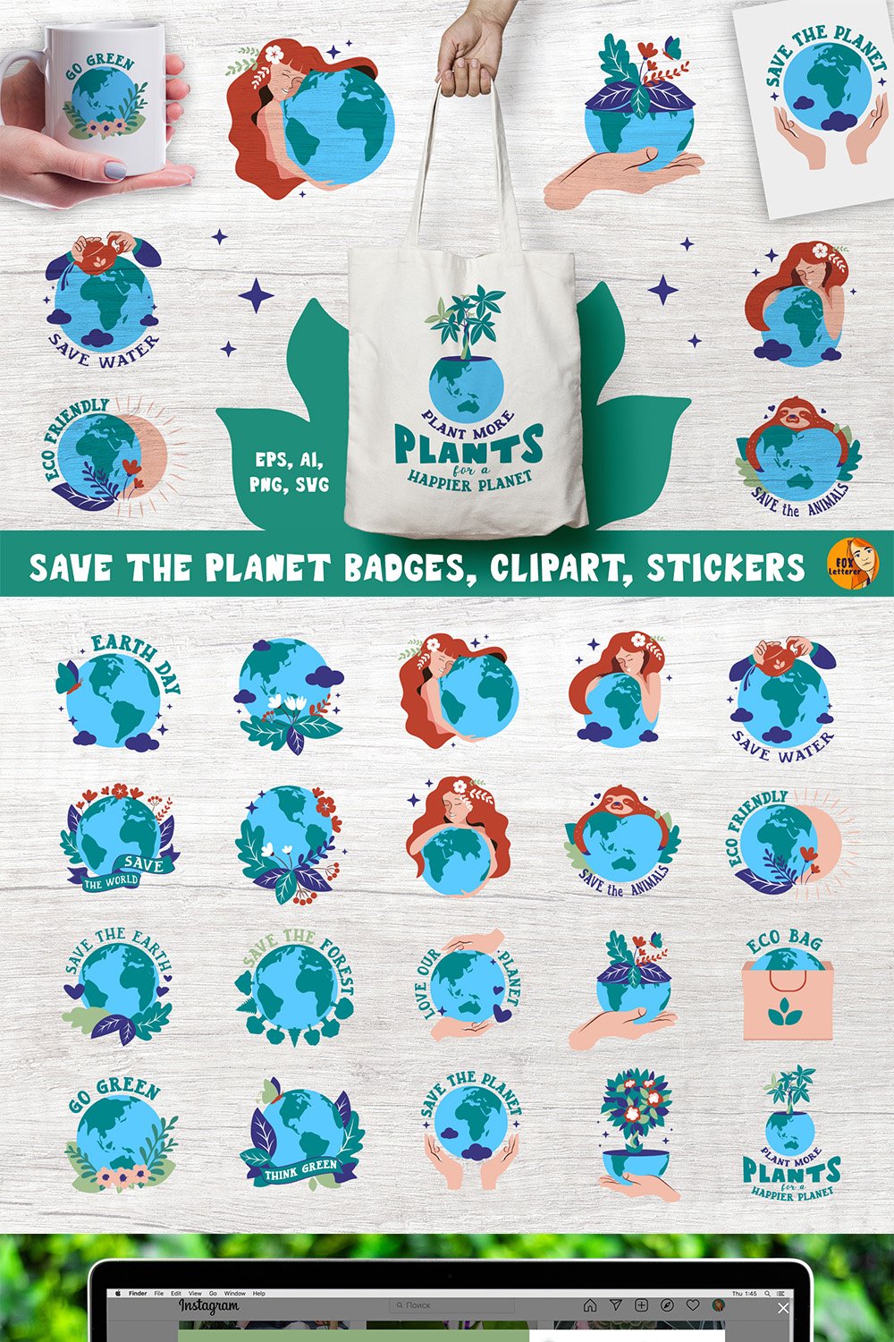Save the planet|eco sticker set